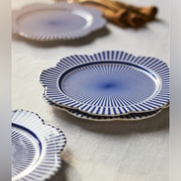 Anthropologie | Dining | Blue Lyla Striped Side Plates Set Of 4 | Poshmark